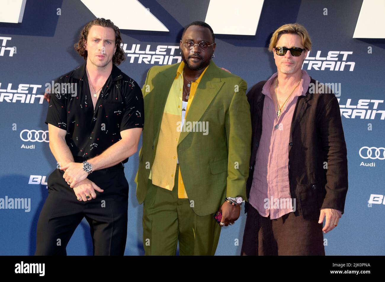 Aaron Taylor-Johnson, Brian Tyree Henry and Brad Pitt attend the ...