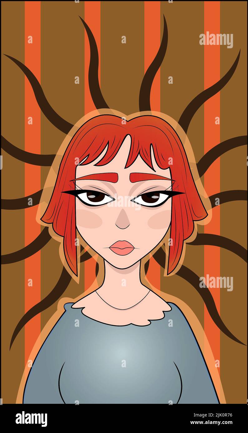 illustration of girls with horror colors and animal features Stock ...