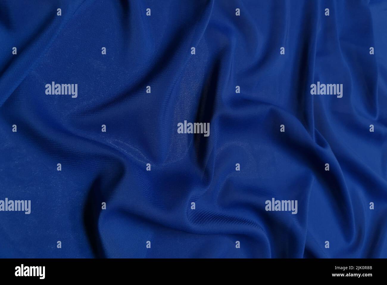 Blue chiffon fabric crumpled or wavy fabric texture background ...