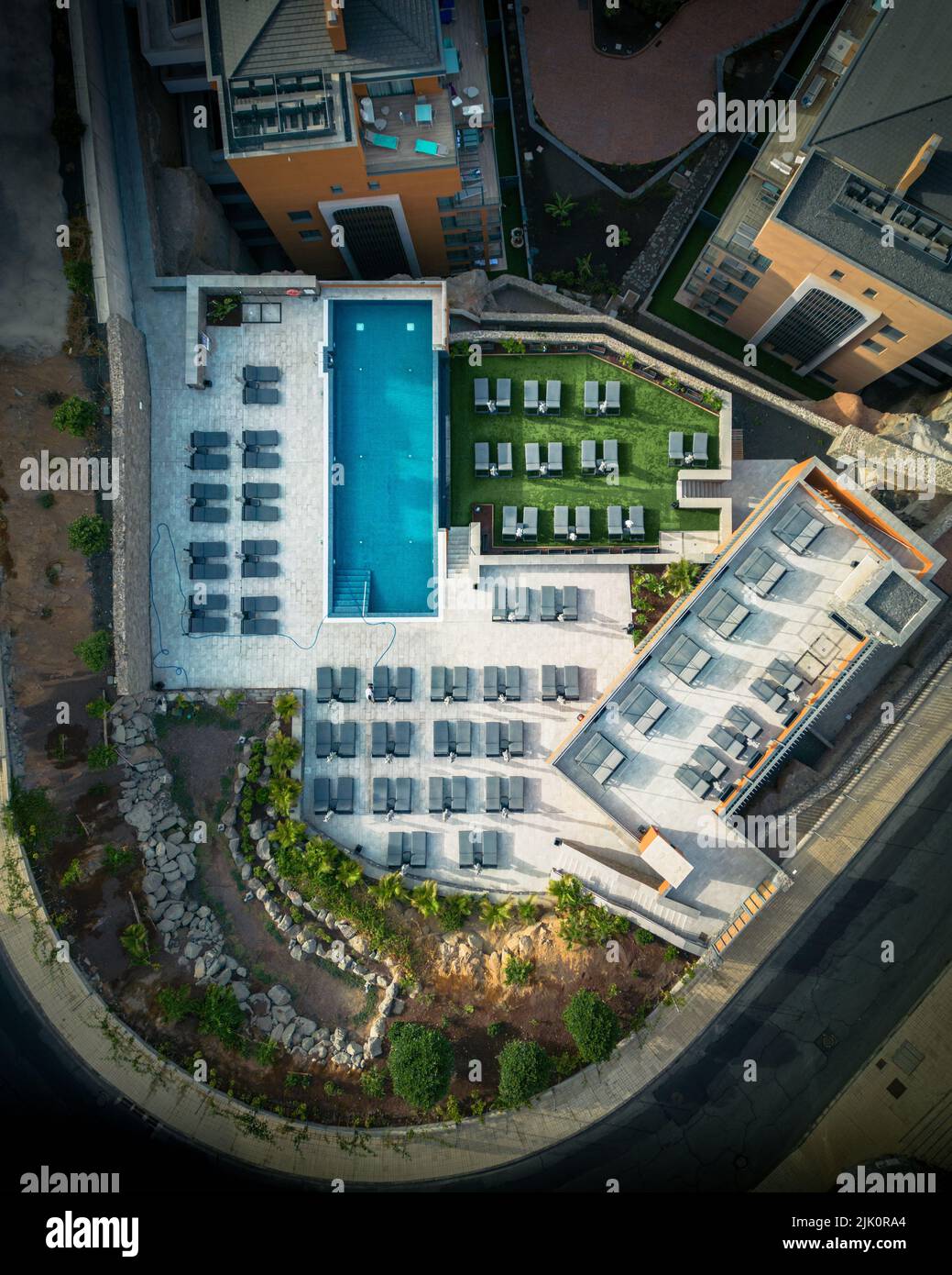 An aerial view of the swimming pool of the luxury hotel Stock Photo - Alamy