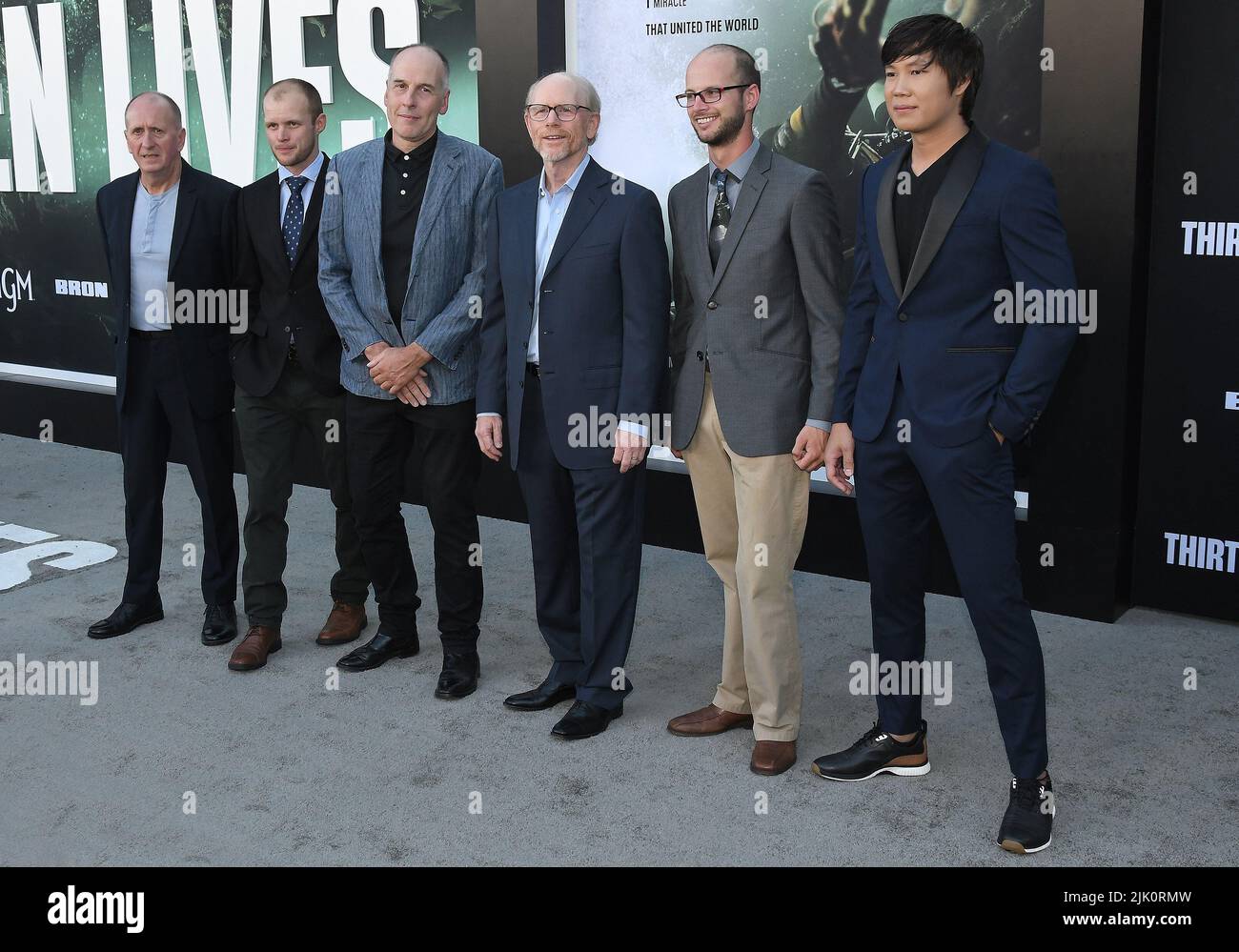 (L-R) Vernon Unsworth, Connor Roe, Rick Stanton, Director Ron Howard ...