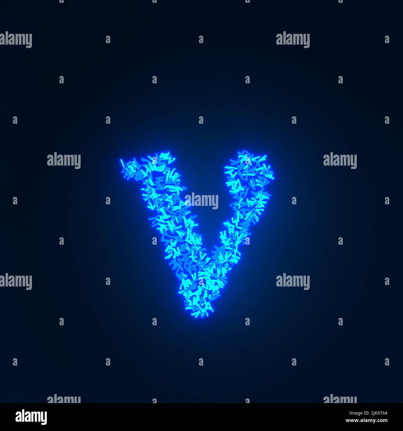 Scattered blue neon character isolated over a black background Stock ...