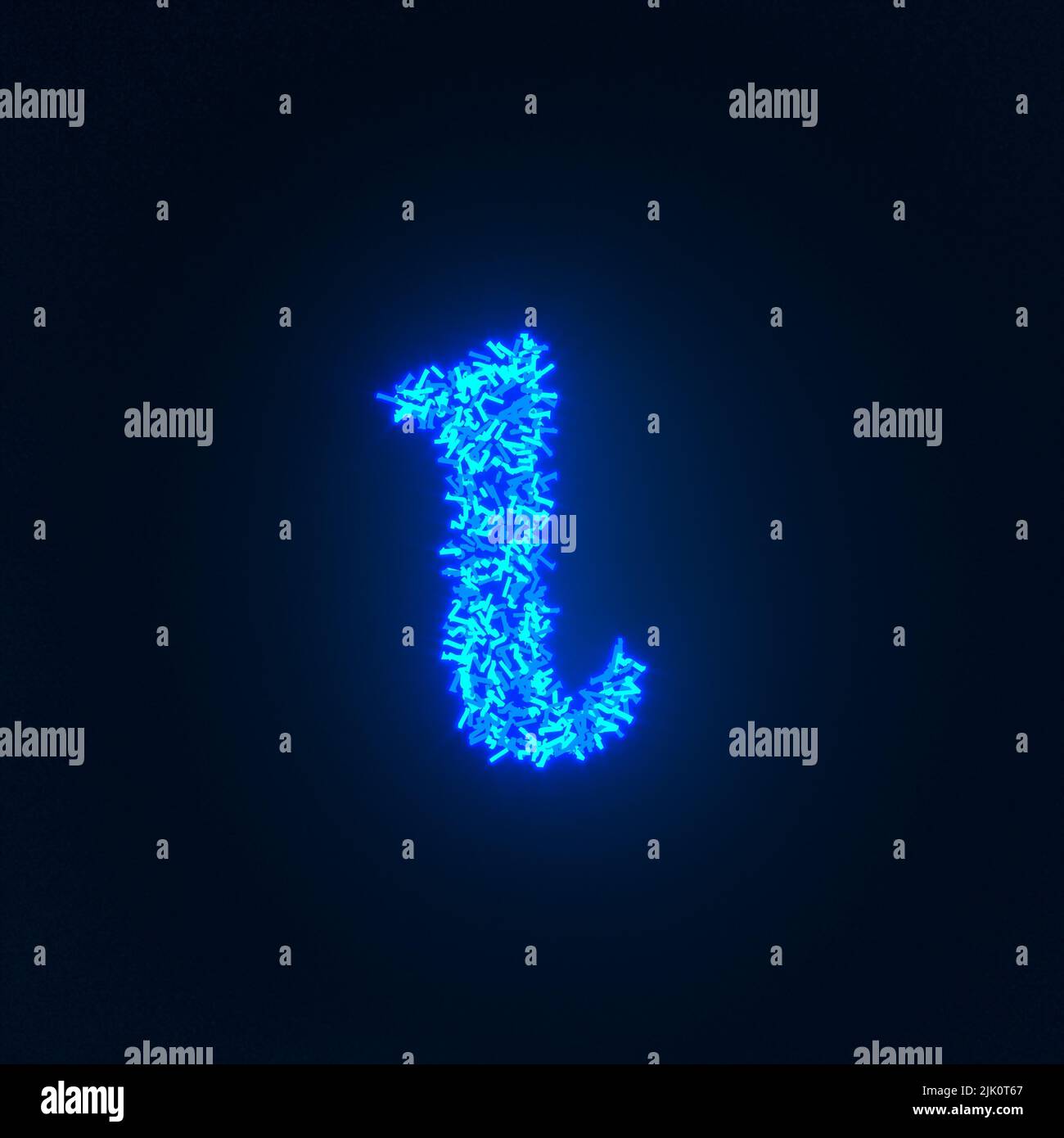 Scattered blue neon character isolated over a black background Stock ...