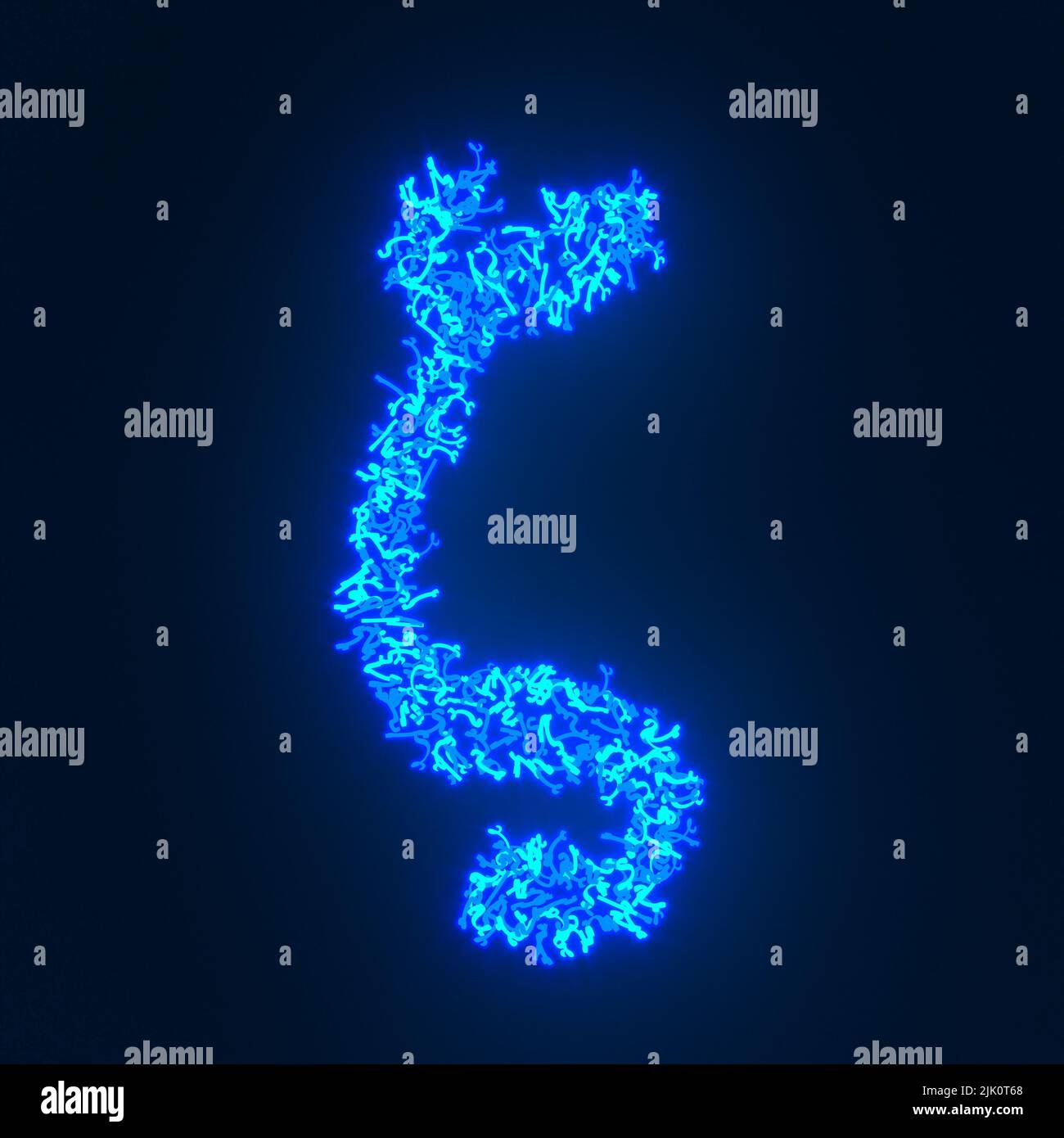 Scattered blue neon character isolated over a black background Stock ...