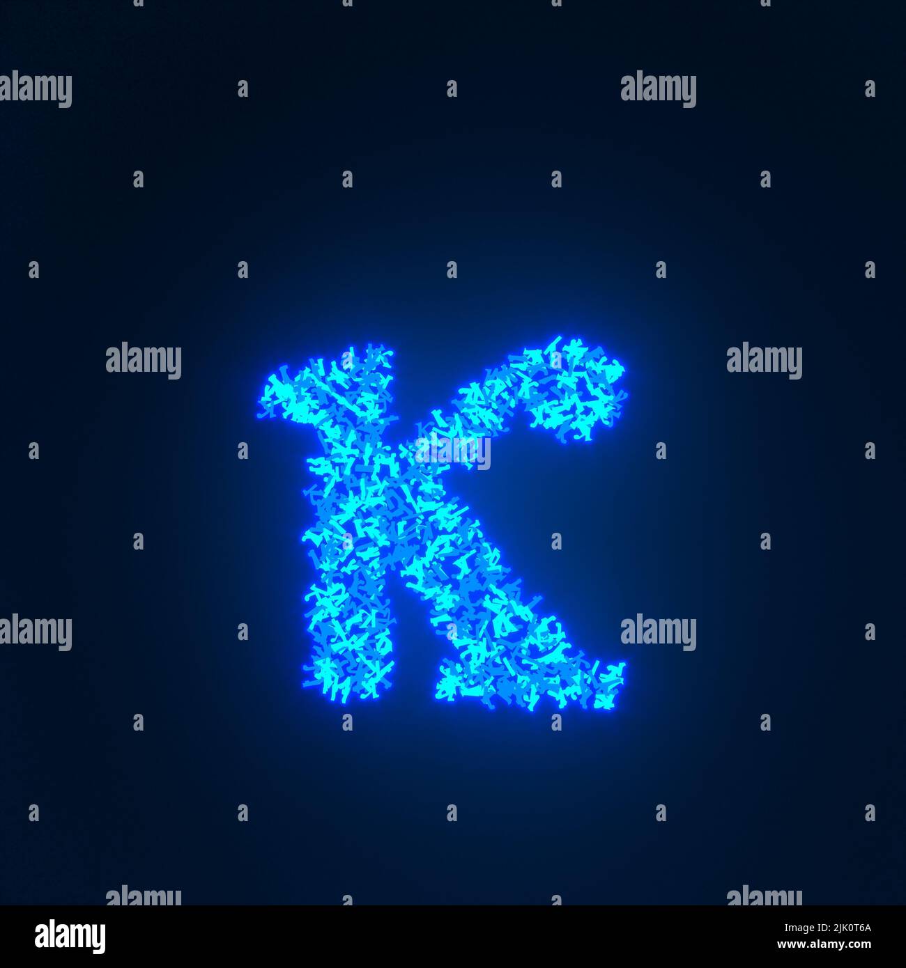 Scattered blue neon character isolated over a black background Stock ...