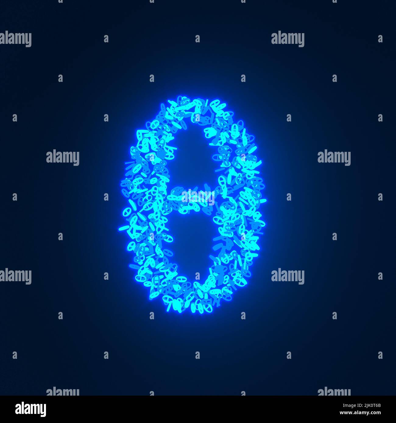 Scattered blue neon character isolated over a black background Stock ...