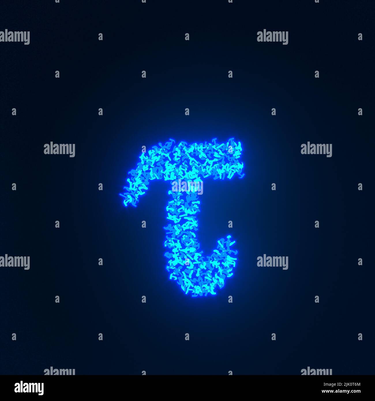 Scattered blue neon character isolated over a black background Stock ...