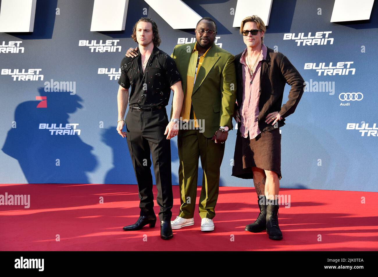 Aaron Taylor-Johnson, Brian Tyree Henry and Brad Pitt attend the ...