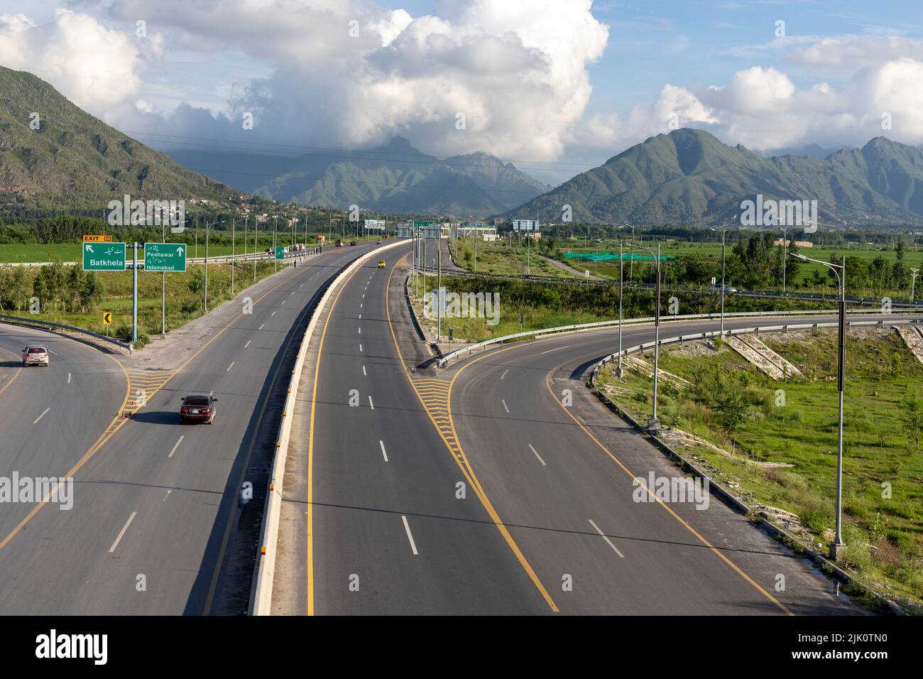 Bird eye view of National highway leads to the entrance of the Swat ...