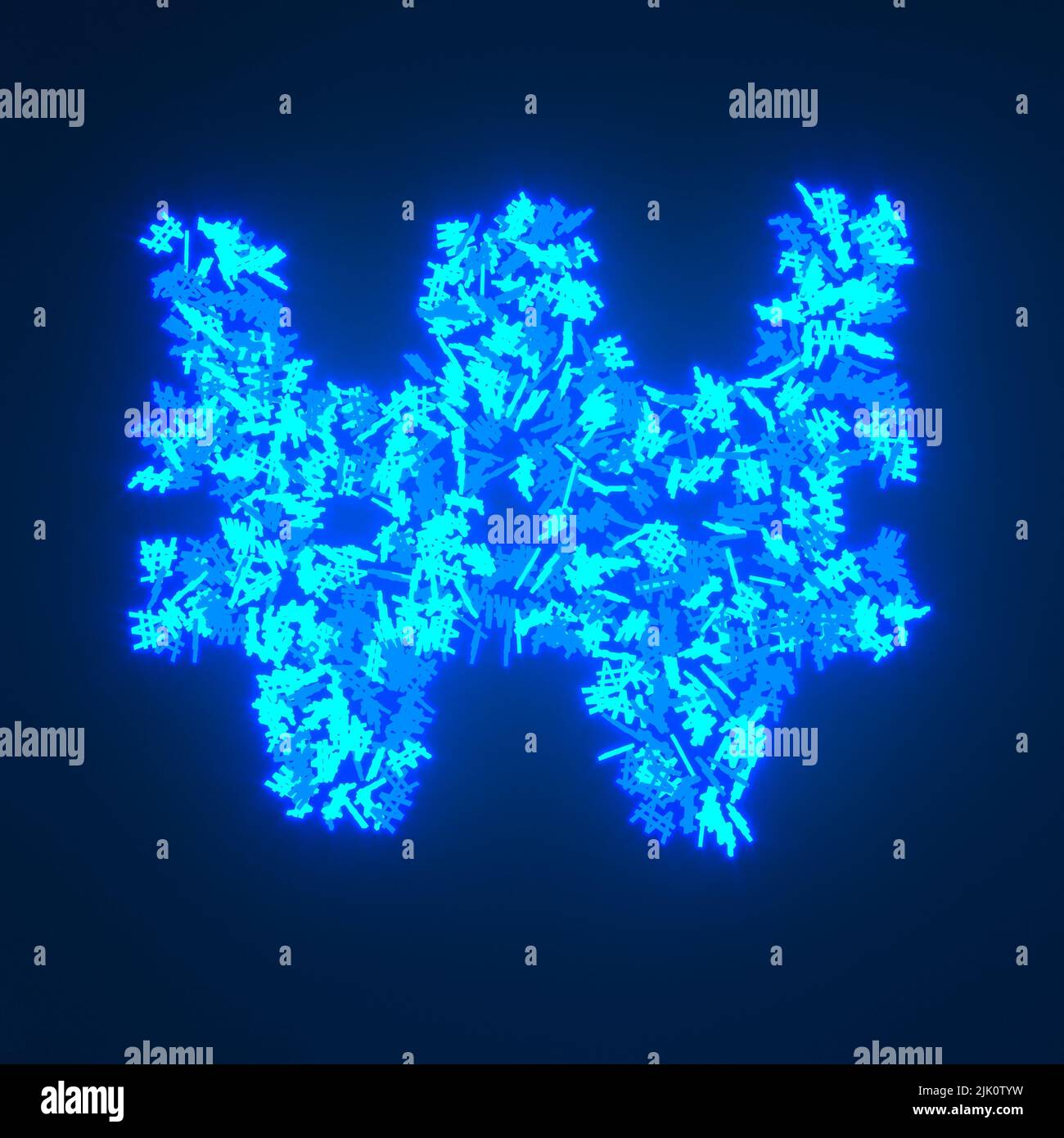 Scattered blue neon character isolated over a black background Stock ...