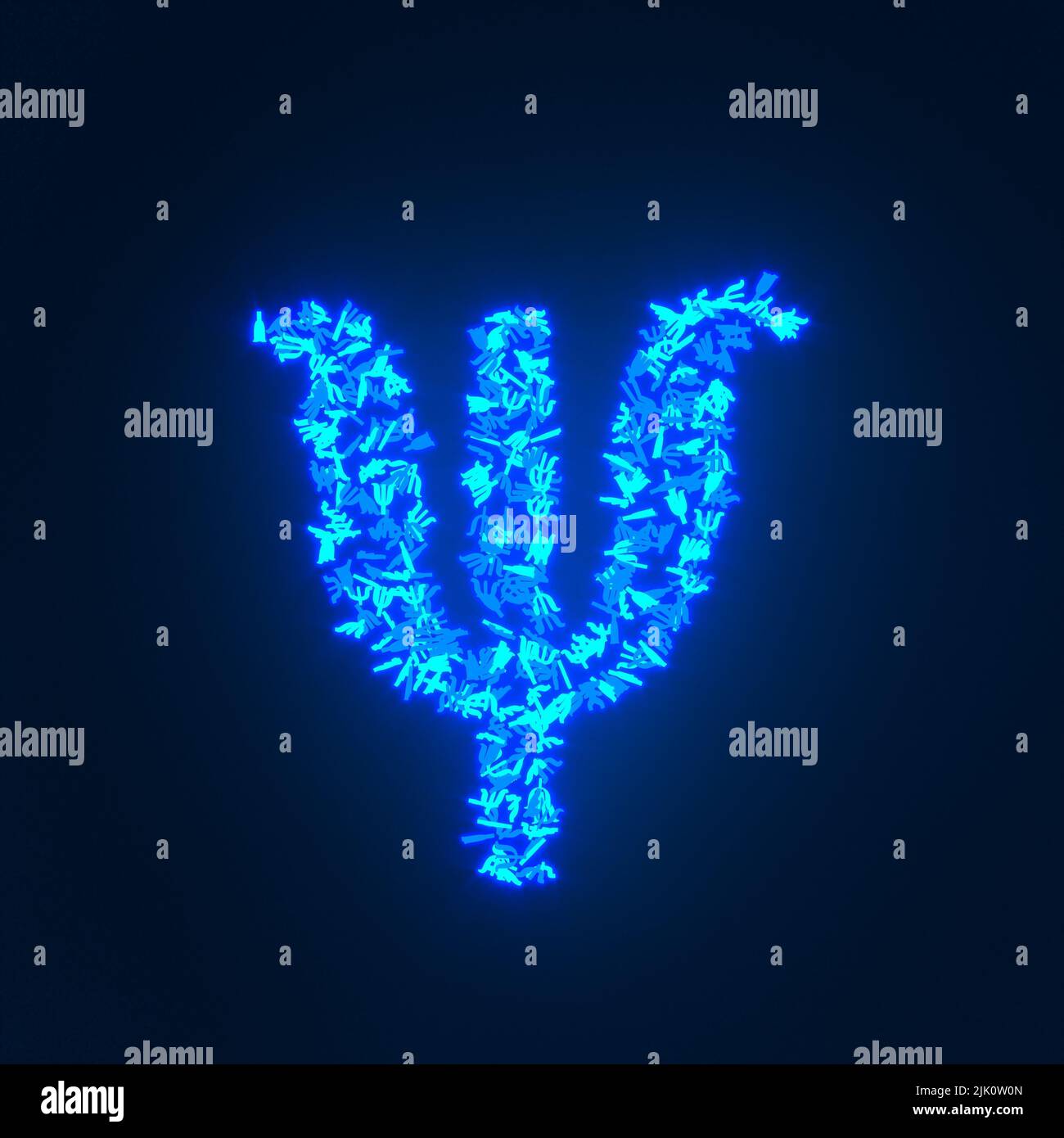 Scattered blue neon character isolated over a black background Stock ...