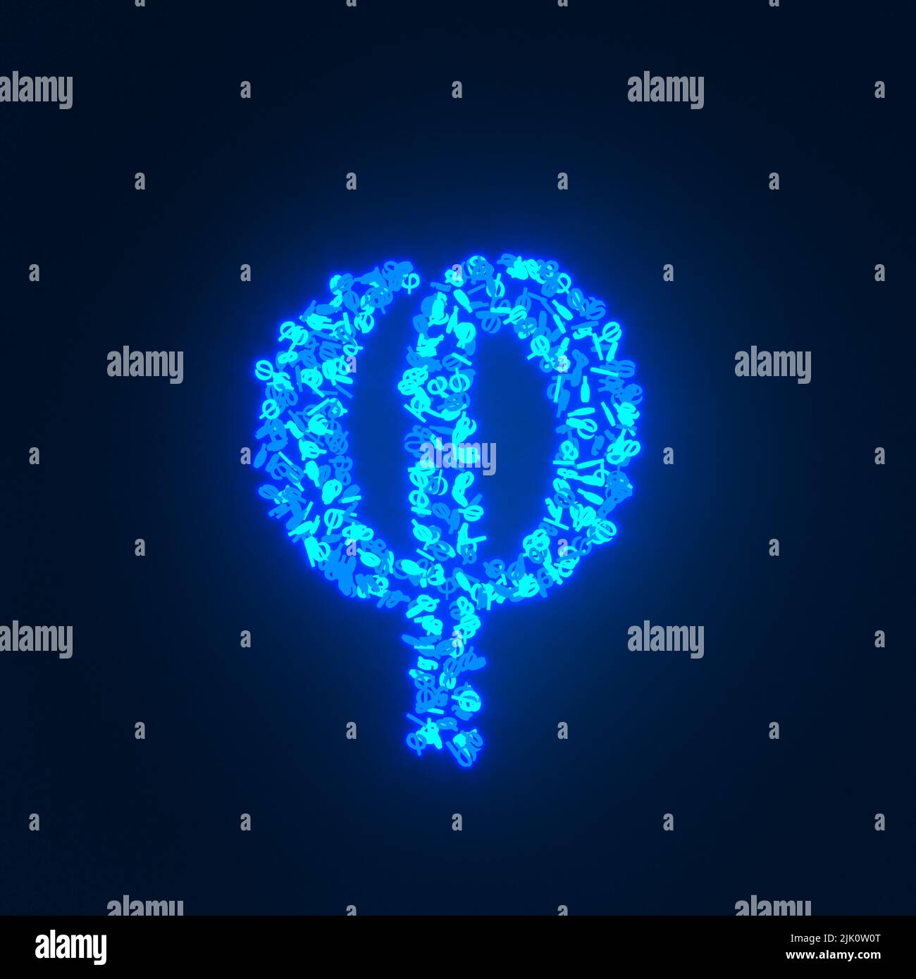 Scattered blue neon character isolated over a black background Stock ...