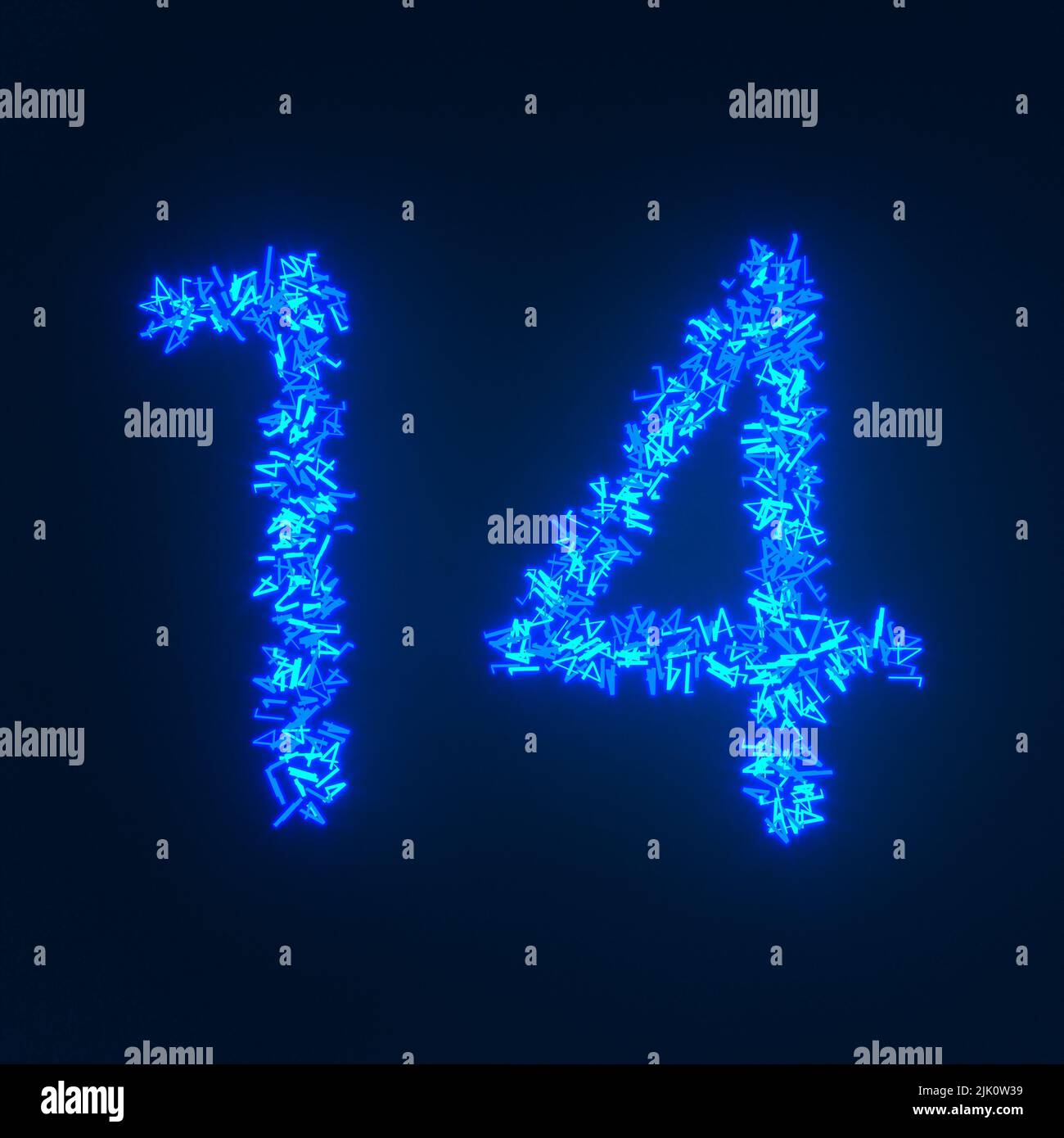 Scattered blue neon character isolated over a black background Stock ...