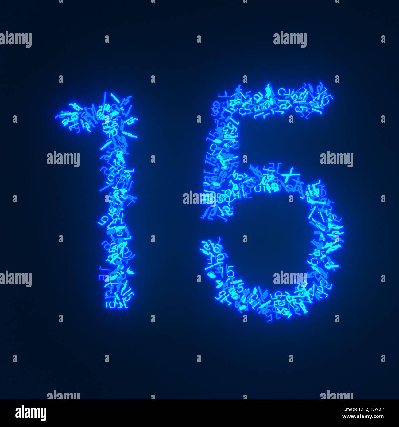 Scattered blue neon character isolated over a black background Stock ...