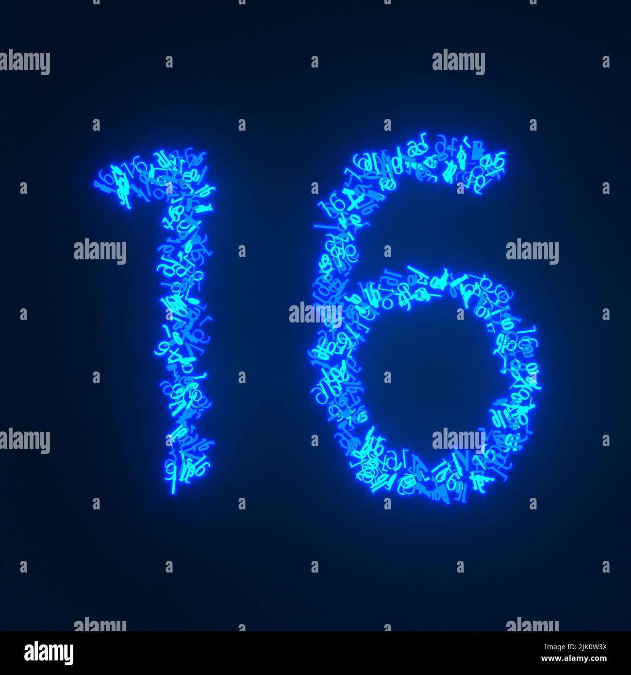 Scattered blue neon character isolated over a black background Stock ...