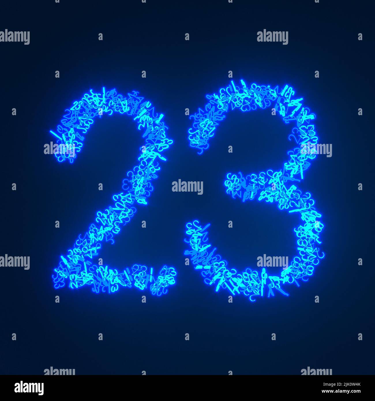 Scattered blue neon character isolated over a black background Stock ...