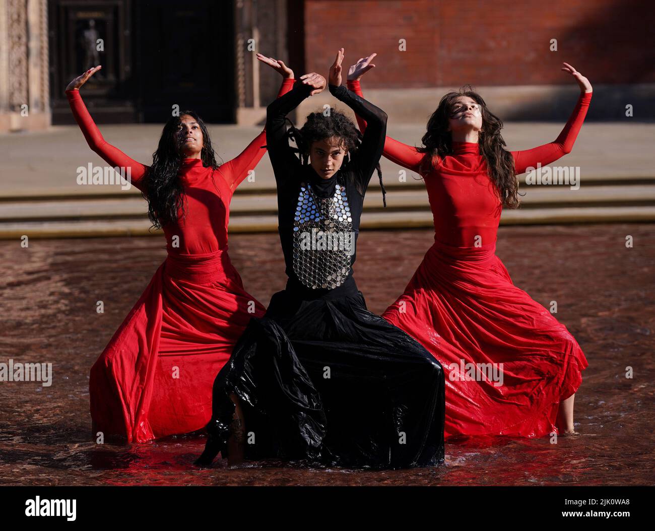 Performers (left to right) Aishani Ghosh, Yesica Castellon Jimenez and ...