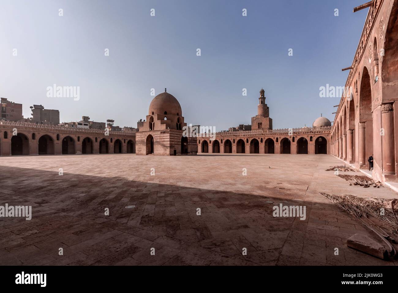 The courtyard of Ibn Tulun Mosque in Medieval Cairo, Egypt Stock Photo ...