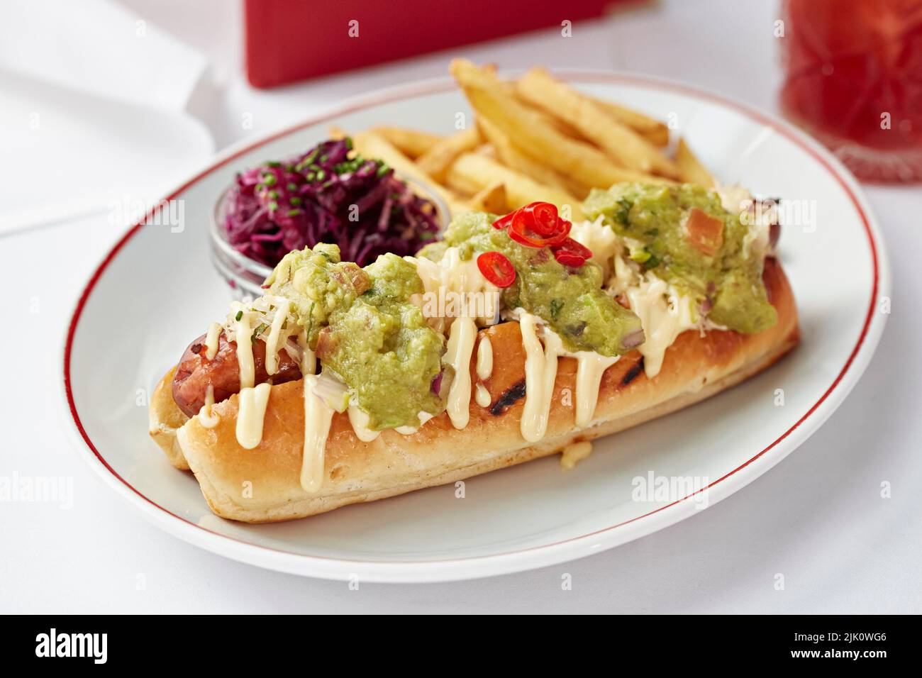 A loaded chilli dog Stock Photo - Alamy