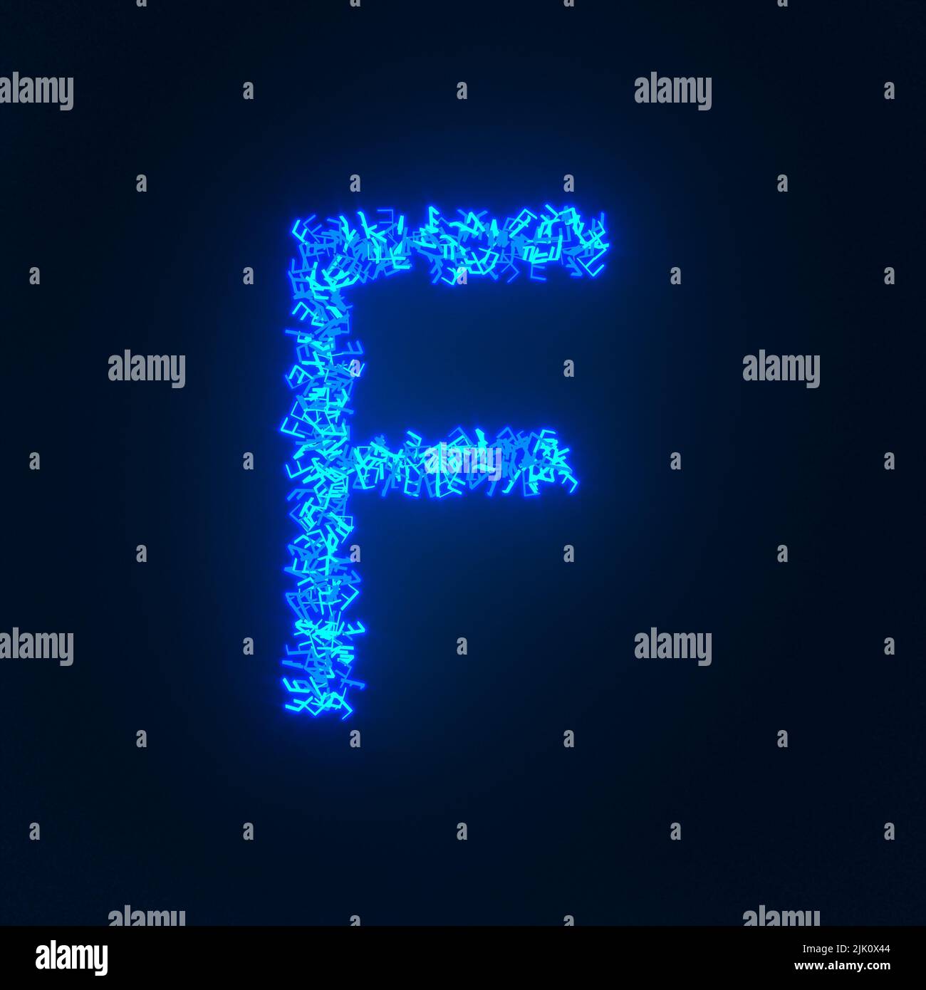 Scattered blue neon character isolated over a black background Stock ...