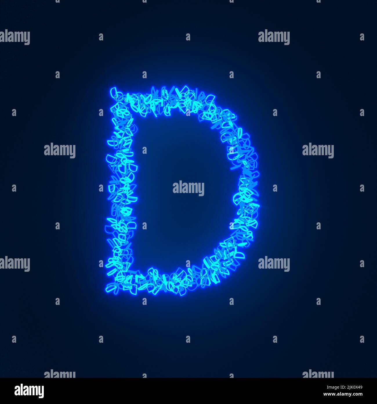 Scattered blue neon character isolated over a black background Stock ...