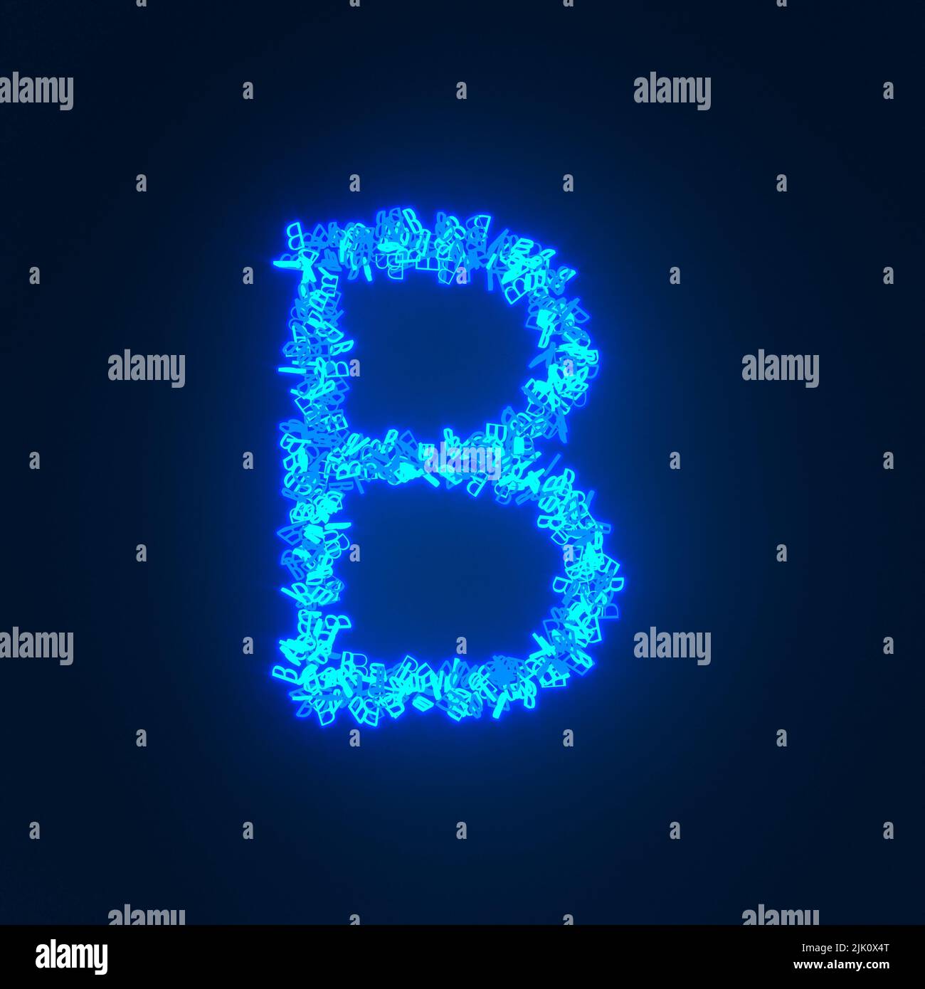 Scattered blue neon character isolated over a black background Stock ...
