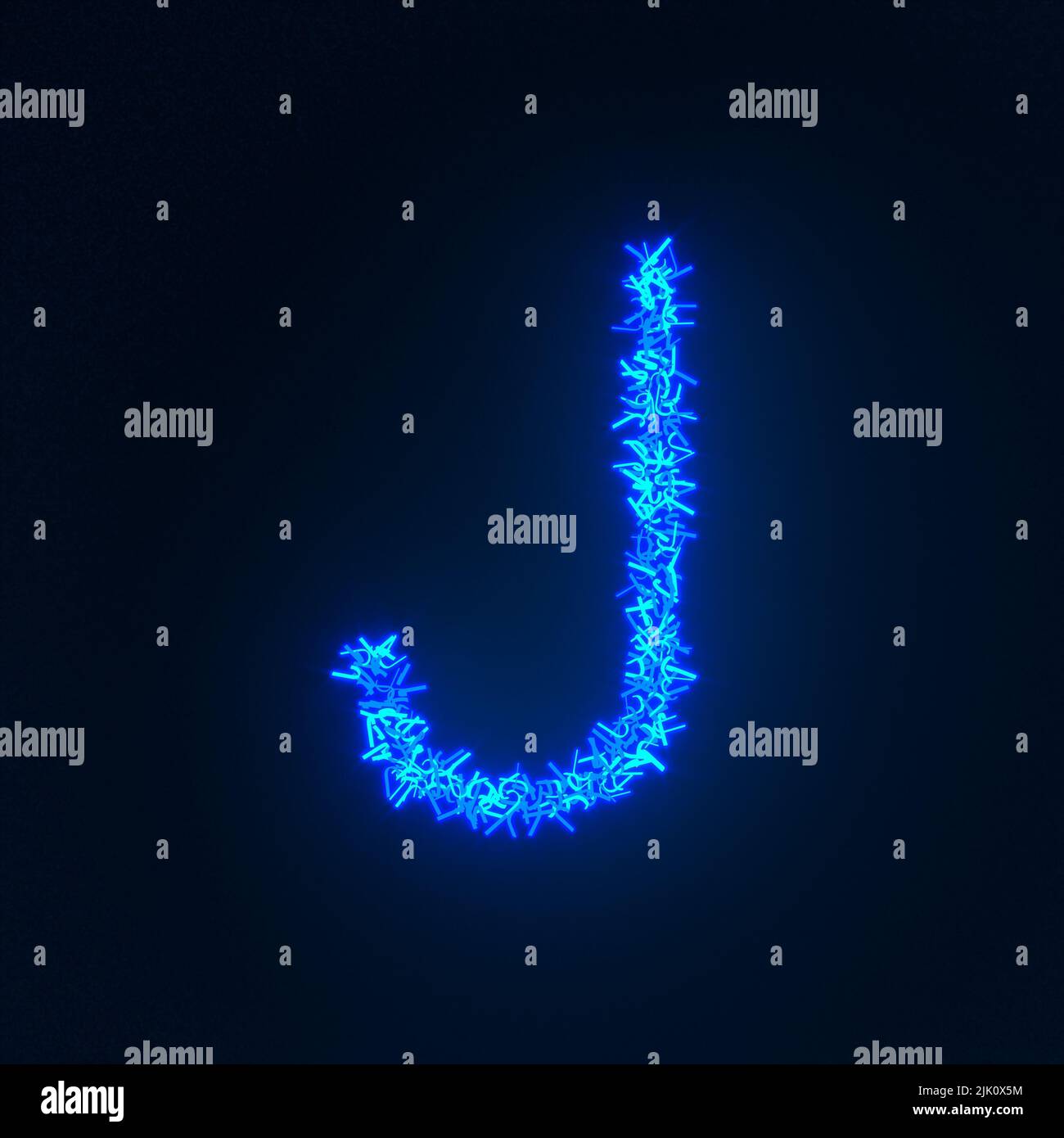 Scattered blue neon character isolated over a black background Stock ...
