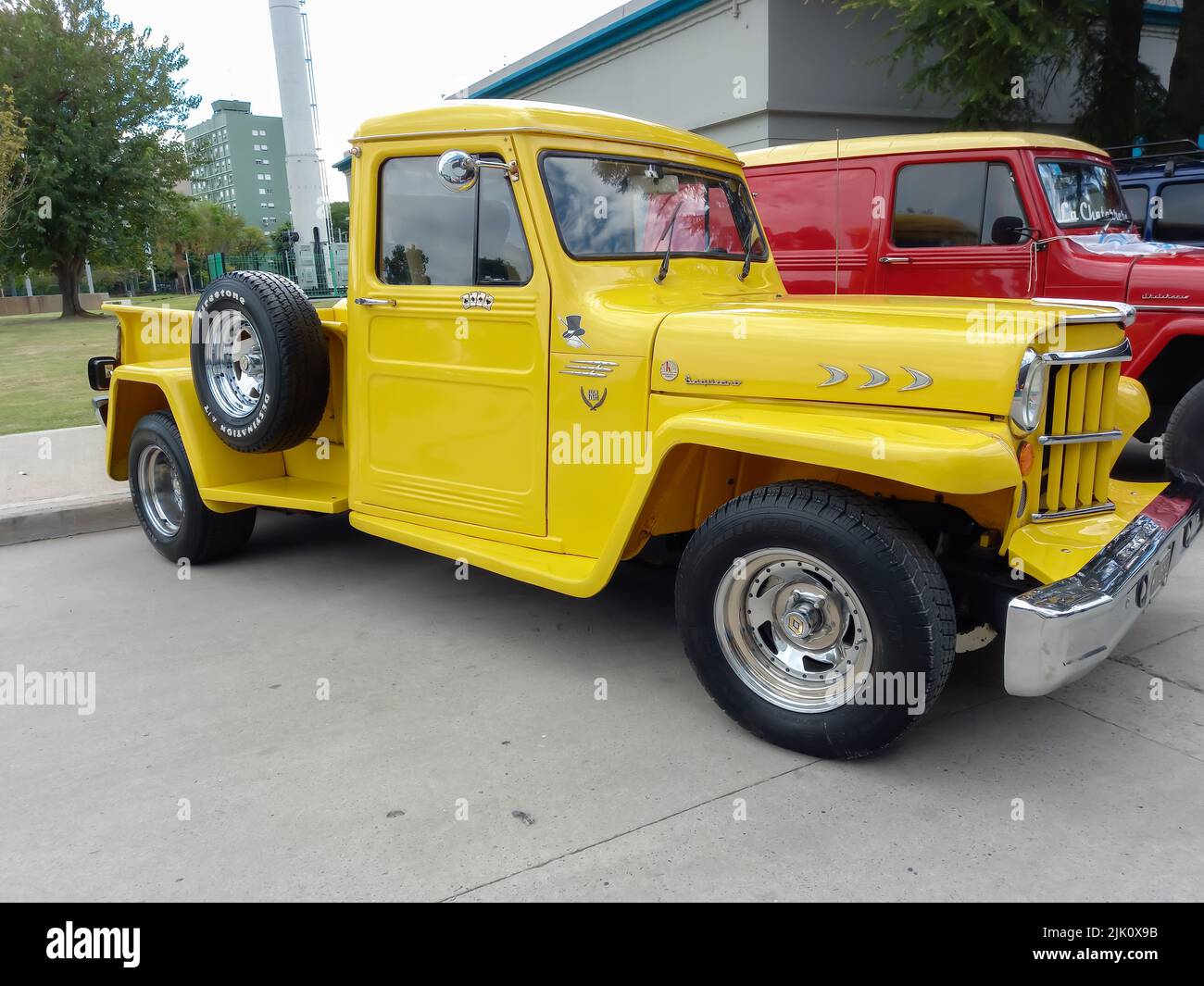 Old yellow jeep IKA Estanciera Baqueano ex Overland Willys pickup truck ...