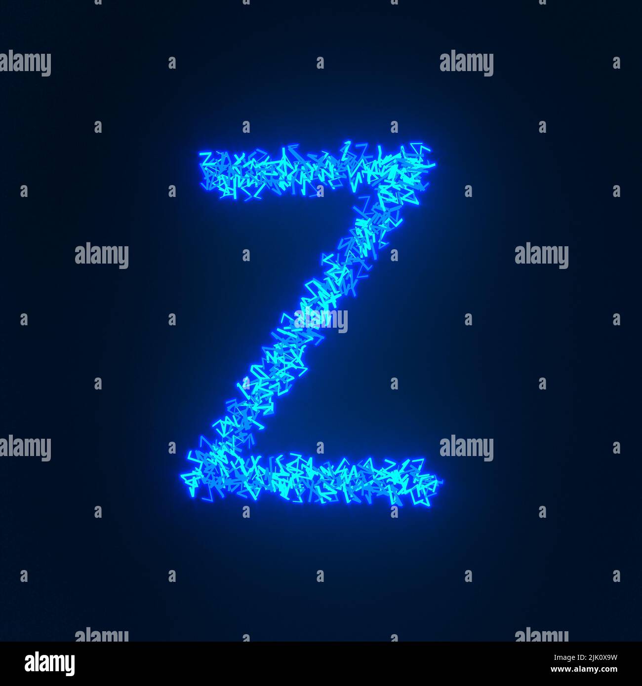 Scattered blue neon character isolated over a black background Stock ...