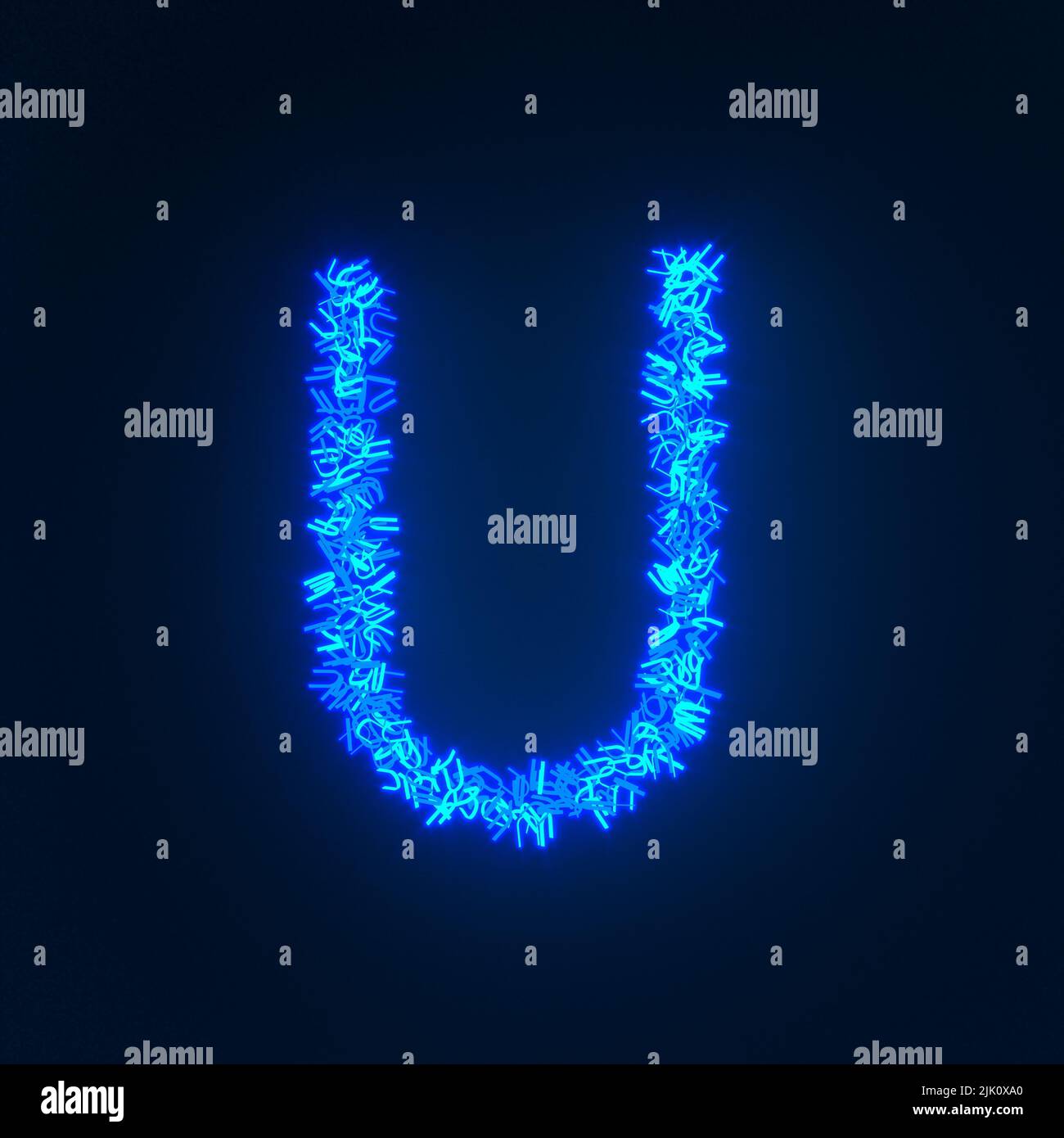 Scattered blue neon character isolated over a black background Stock ...
