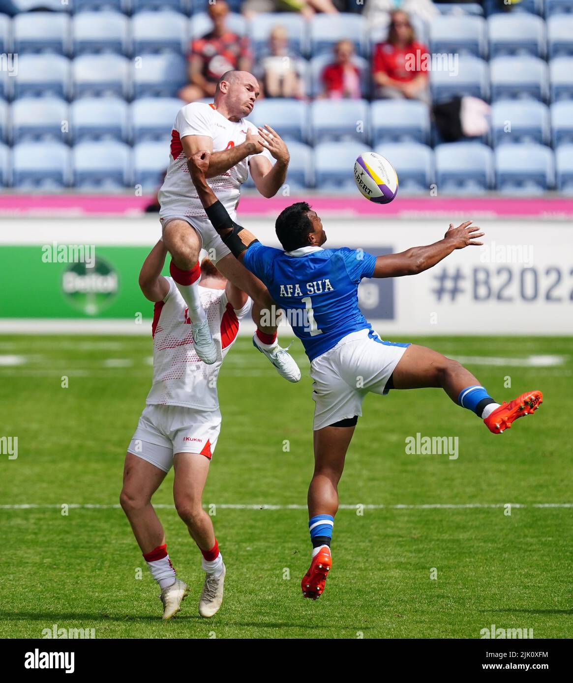 England's Tom Bowen (top left) in action during the Men's Pool A Rugby ...