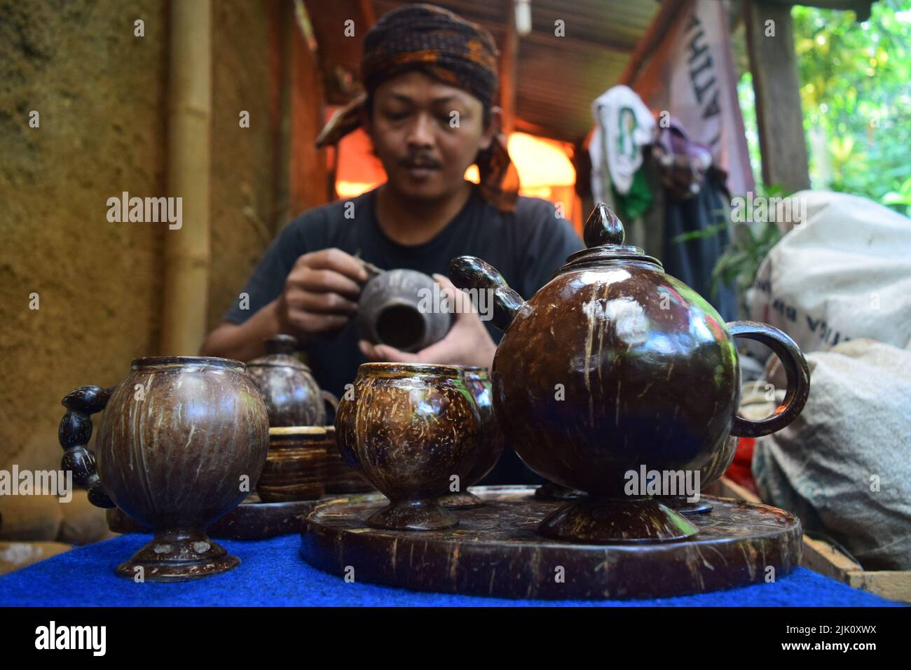 Bogor, Indonesia - 2021 : unique crafts made from coconut shells at ...