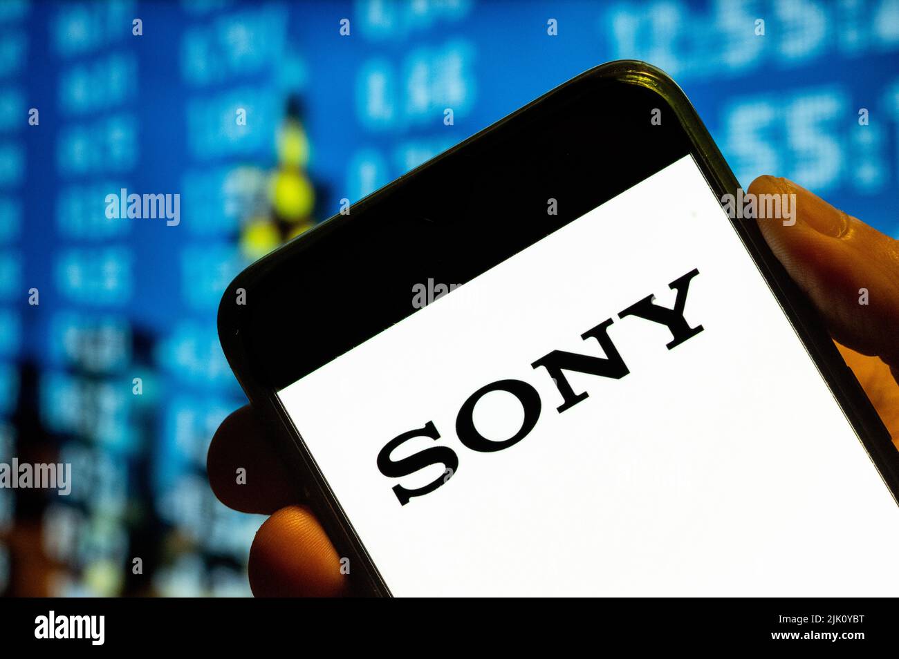 In this photo illustration, the Japanese multinational technology ...