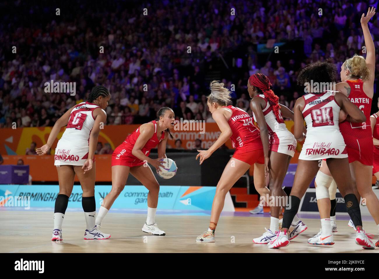 England’s Laura Malcolm in action during the Pool B Netball match ...