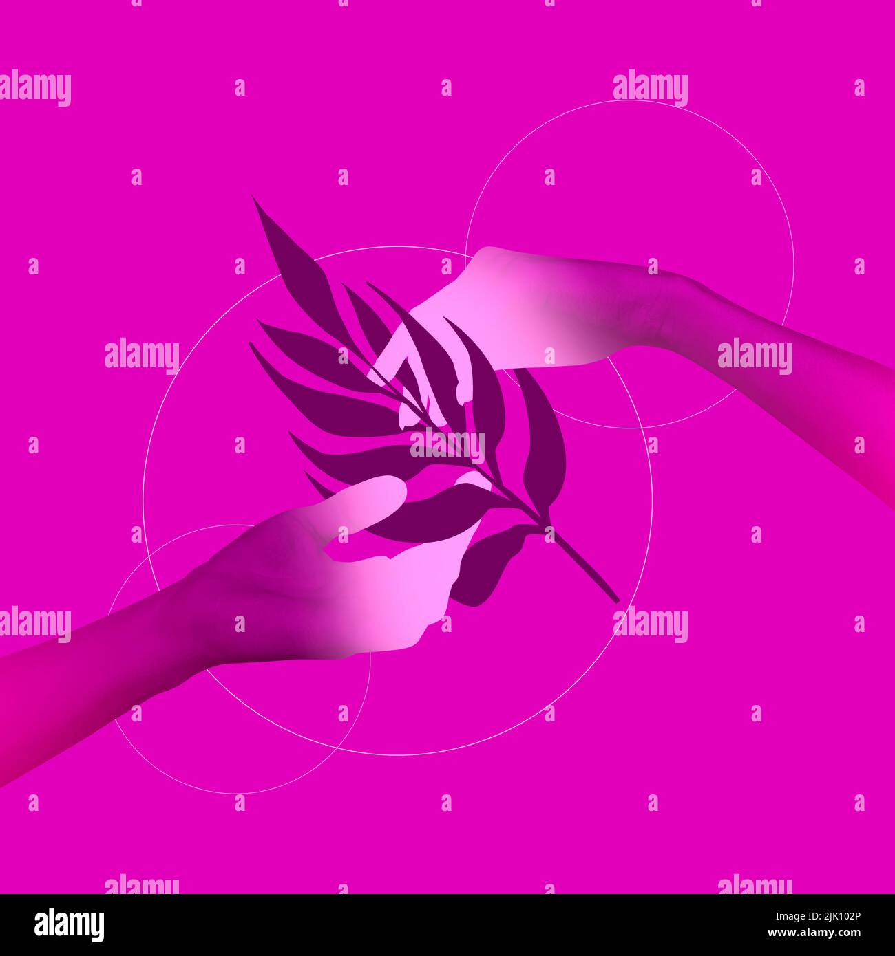 Contemporary art collage. Modern design work in neon trendy colors ...