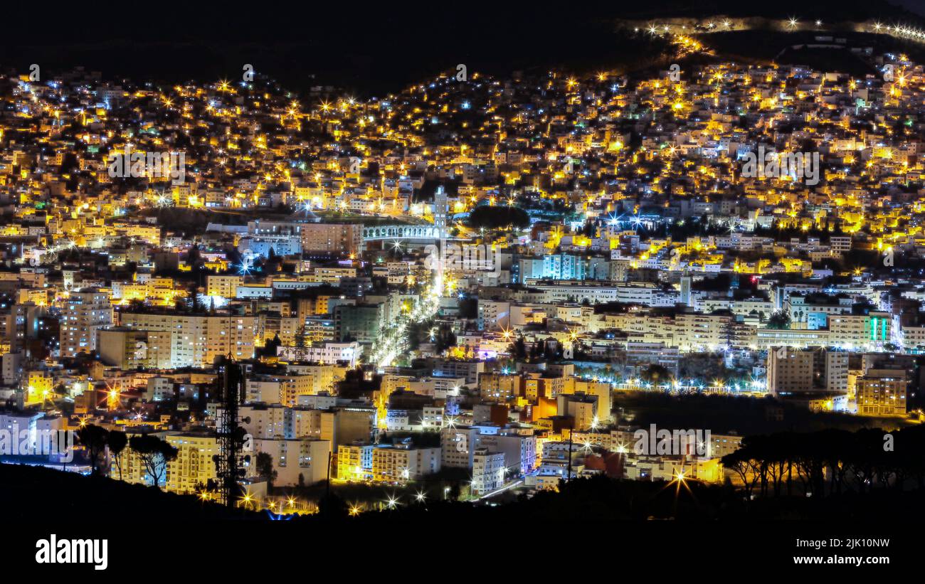 Lights of tetouan city by night Stock Photo - Alamy