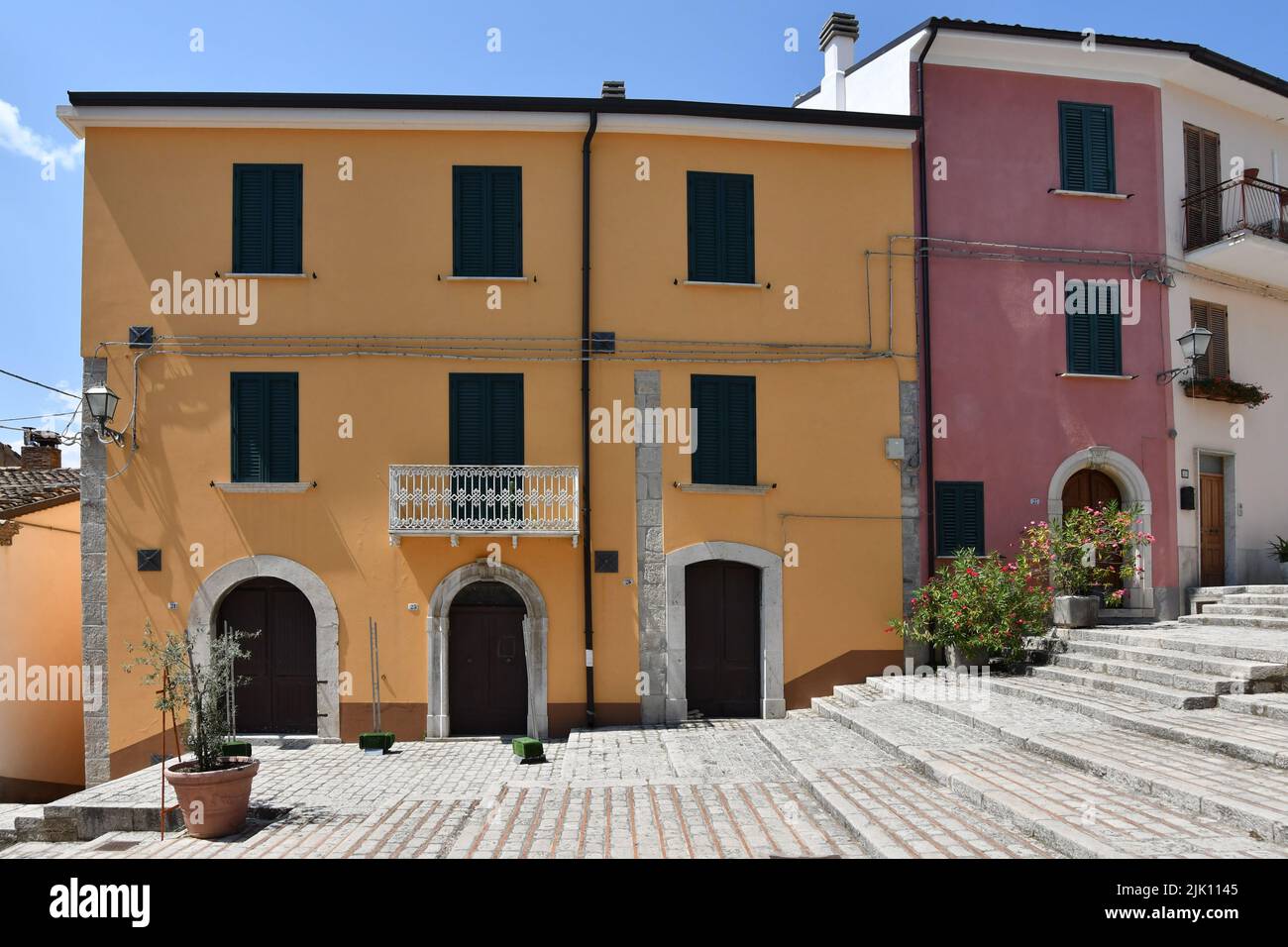 The facade of an ancient building in TRivento, an old village in the ...