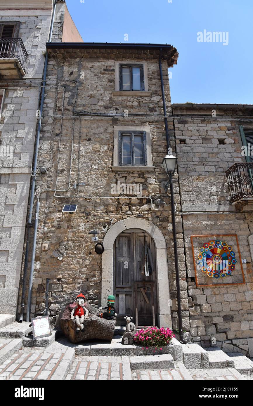 The facade of an ancient building in TRivento, an old village in the ...