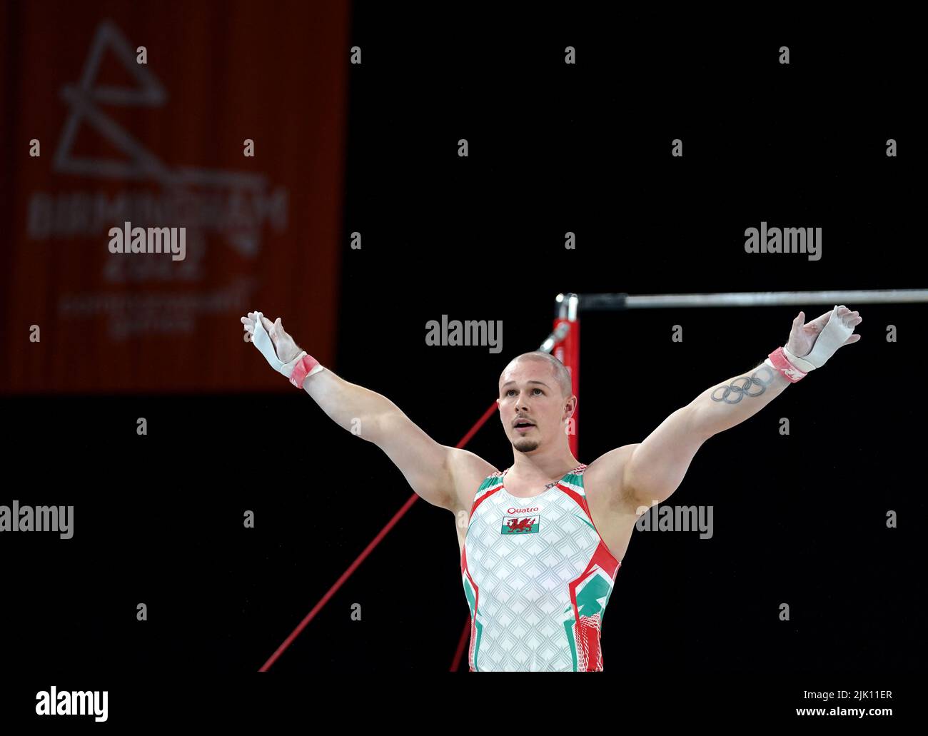 Wales' Brinn Bevan in action during his Horizontal Bar rotation of the ...