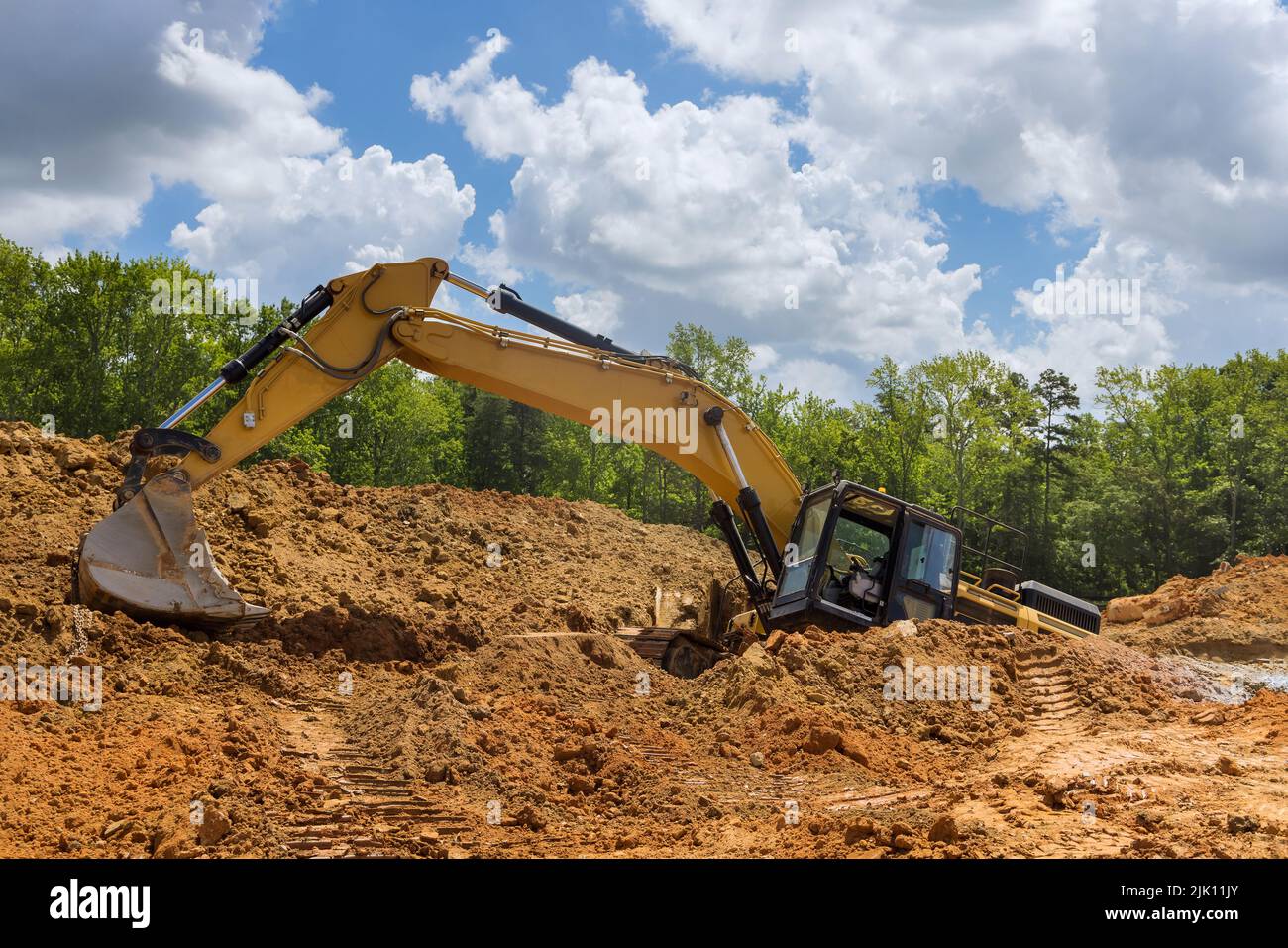 In the course of construction work, the excavator became stuck in a ...