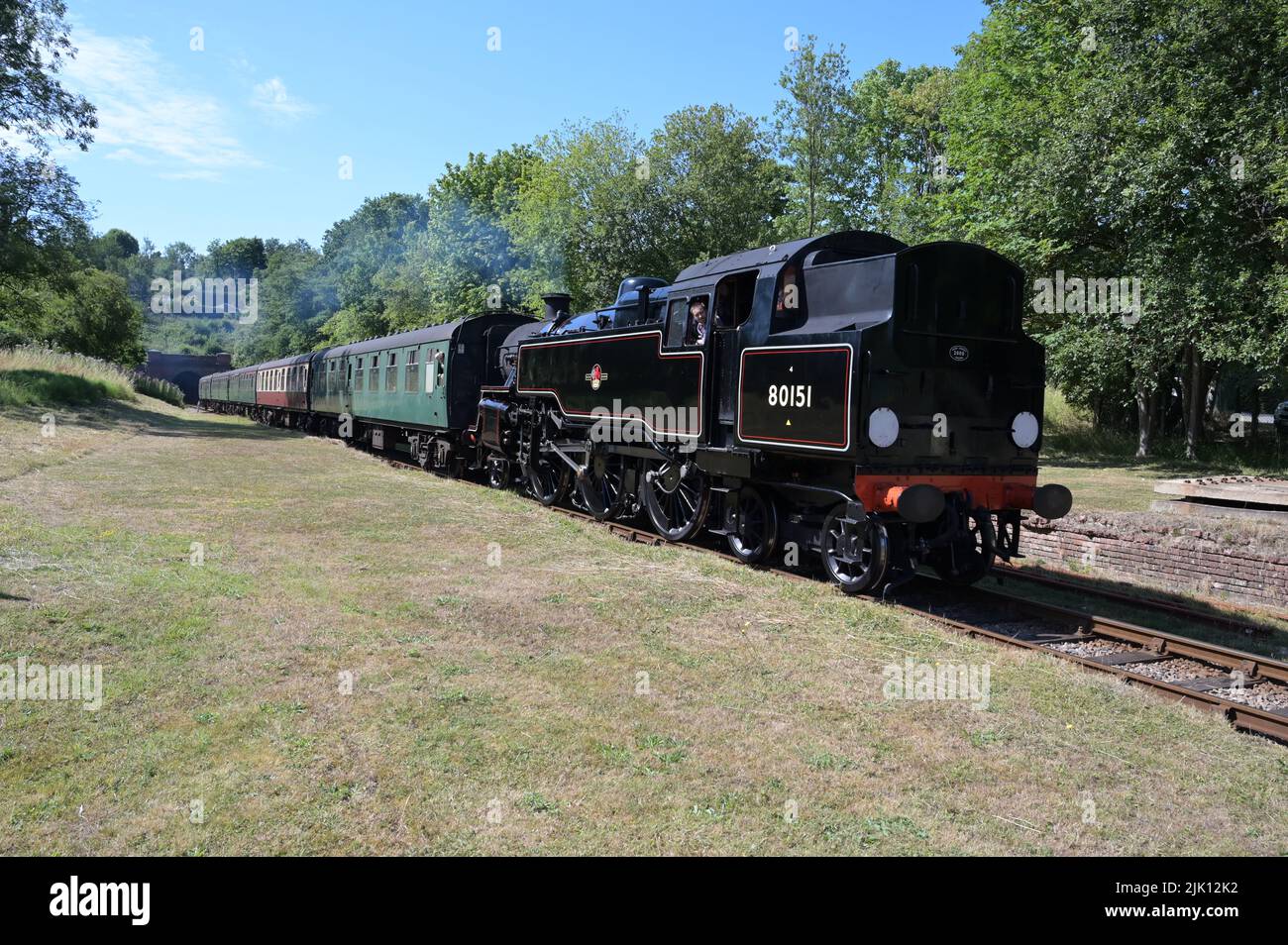 A standard class 4MT locomotive on The Bluebell Railway Stock Photo - Alamy