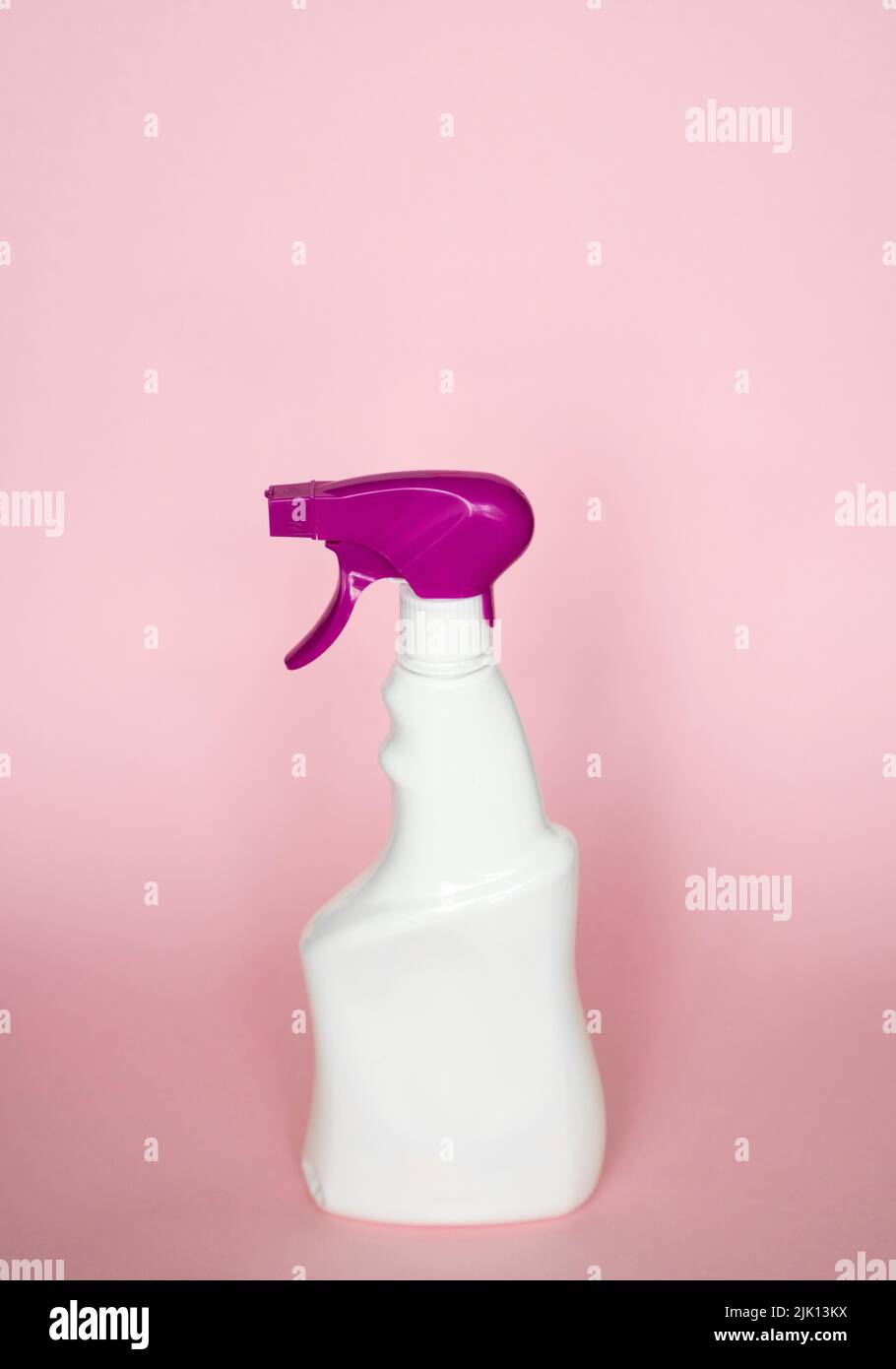 White plastic spray bottle for liquid cleaning products isolated on ...