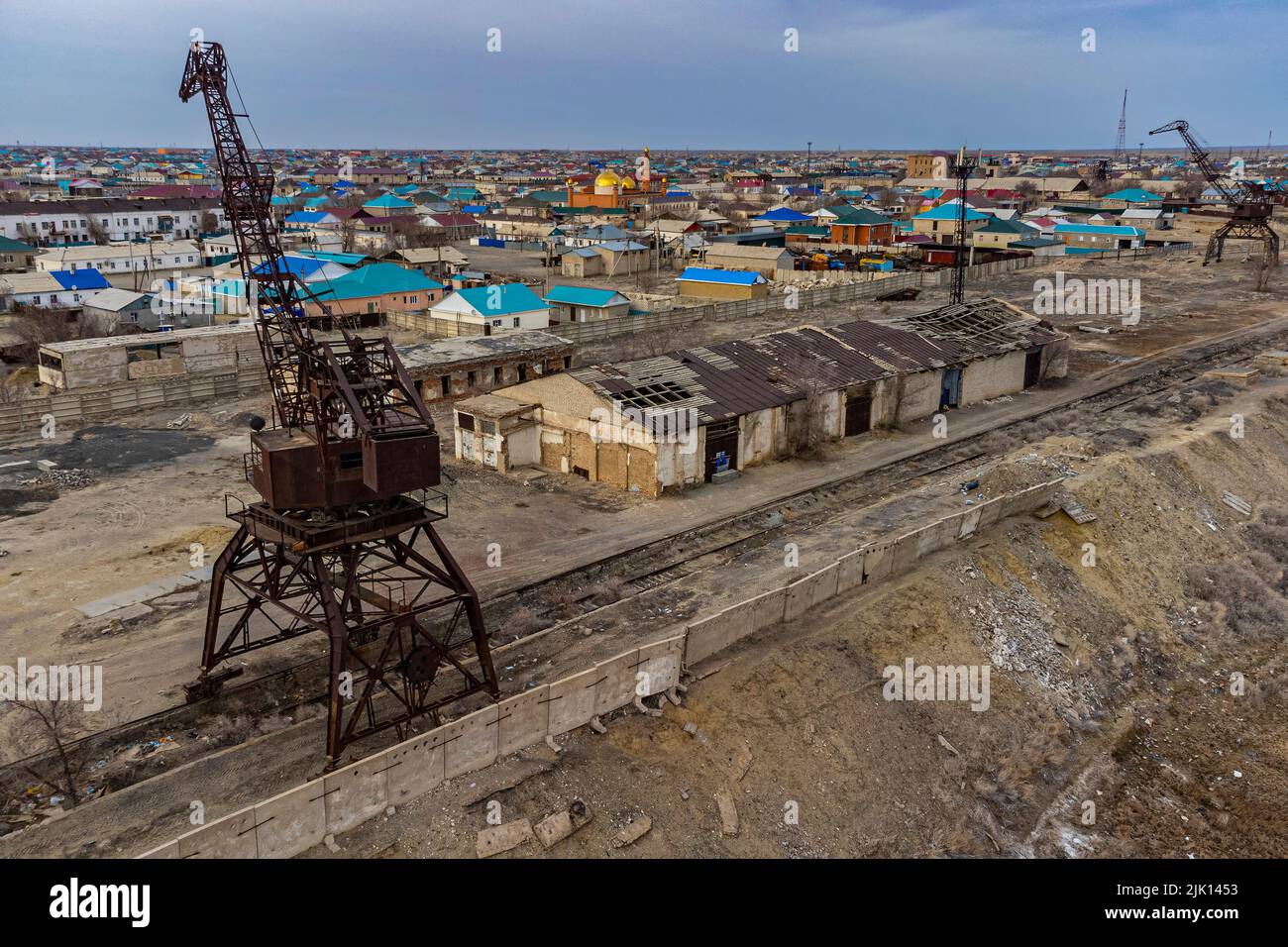 Aerial of the aral lake and aralsk hi-res stock photography and images ...