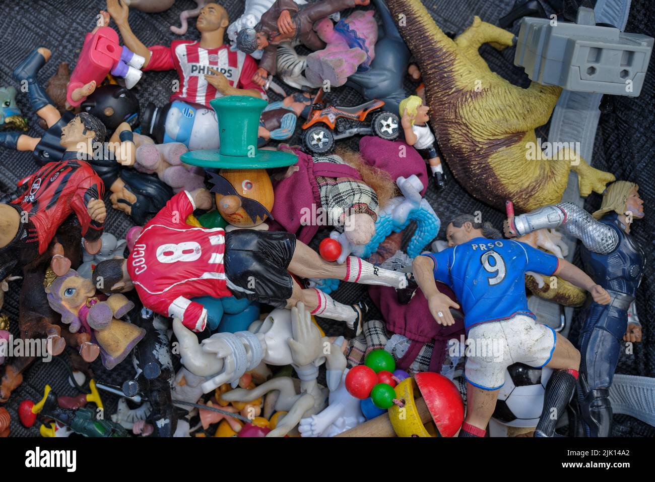 Various plastic toys at the flea market in Hanover (No. 44 Stock Photo ...
