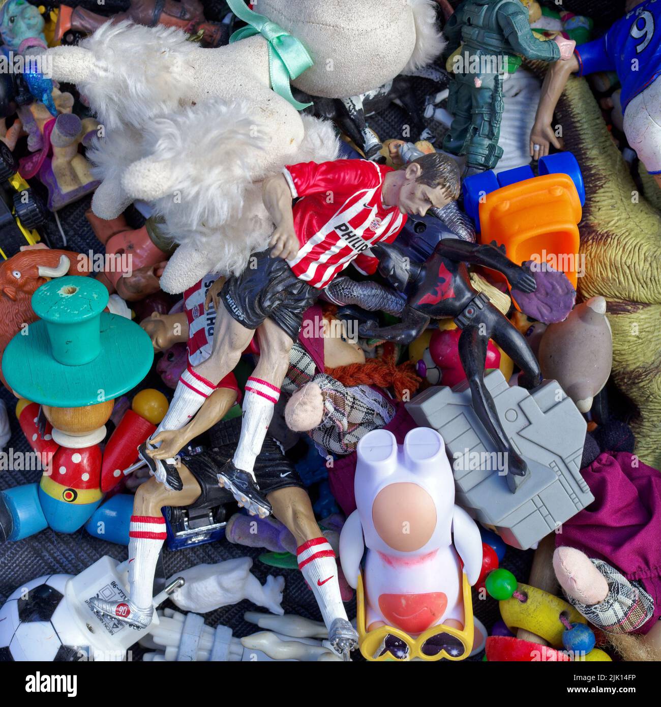 Various plastic toys at the flea market in Hanover (No. 47 Stock Photo ...