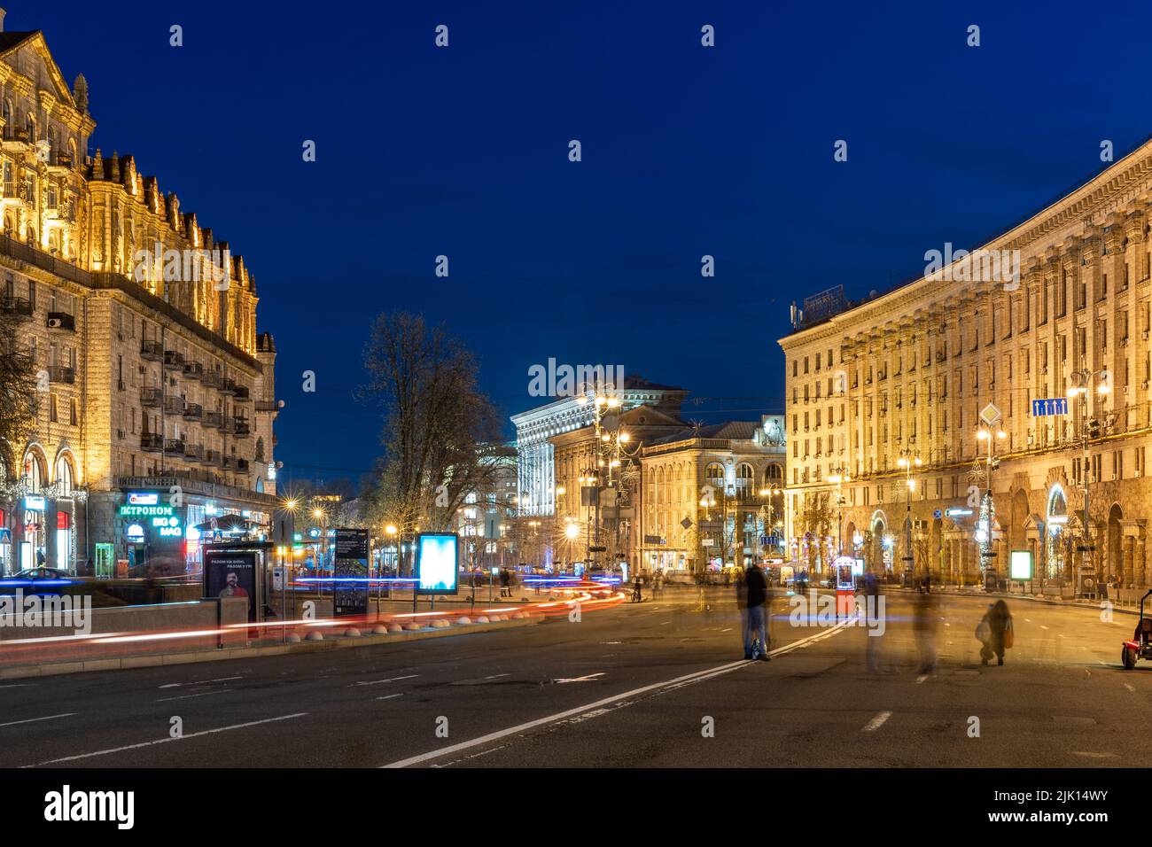 Kyiv's Khreshchatyk Street during blue hour, Kyiv (Kiev), Ukraine ...