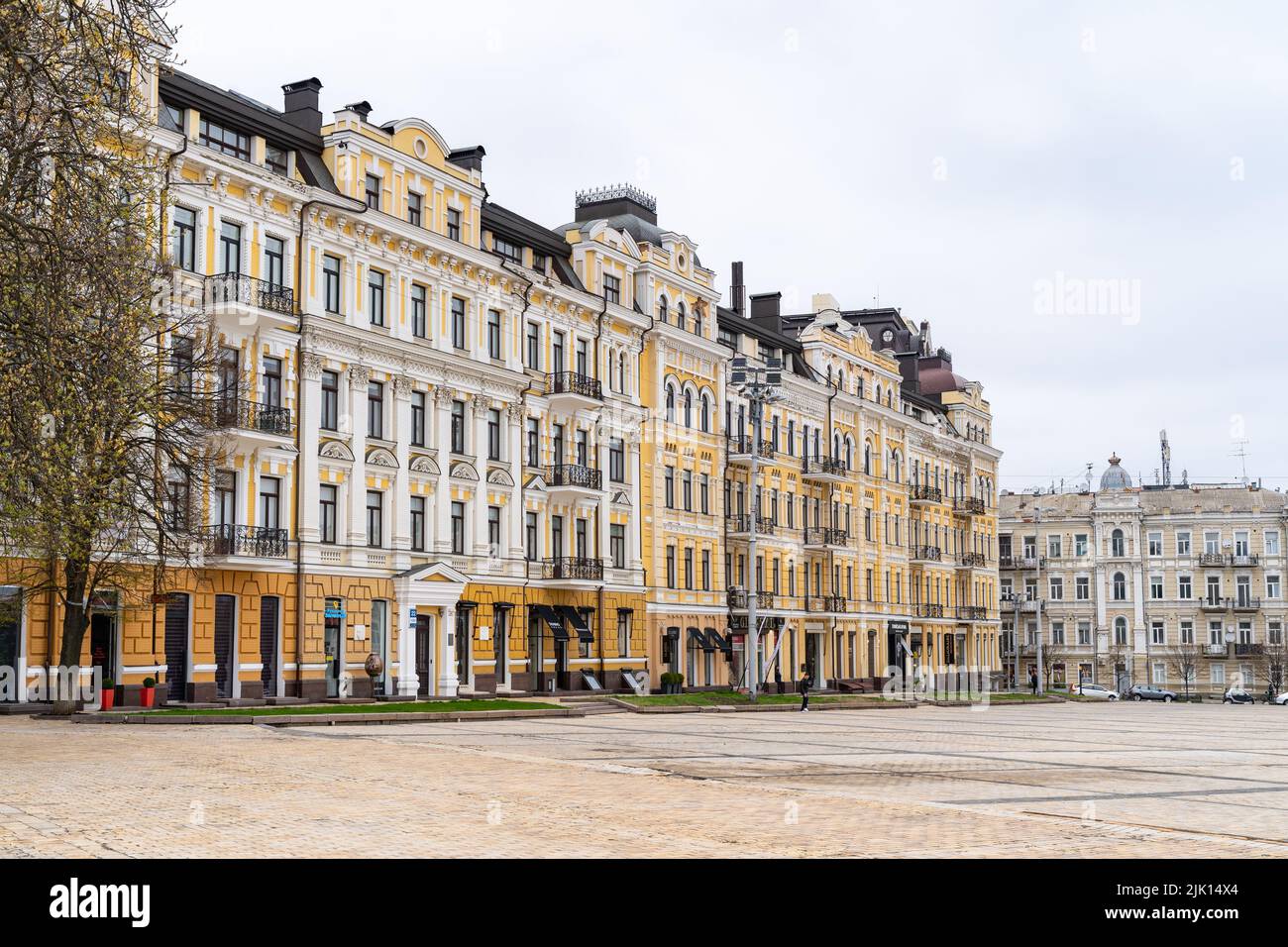 Buildings lining Sophia Square, Kyiv (Kiev), Ukraine, Europe Stock ...