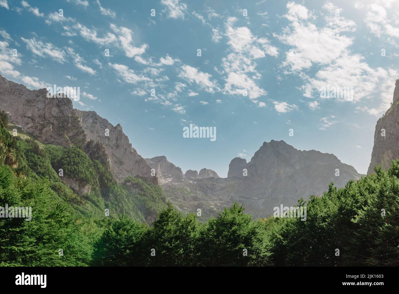 A view of the accursed mountains in the Grebaje Valley. Prokletije ...