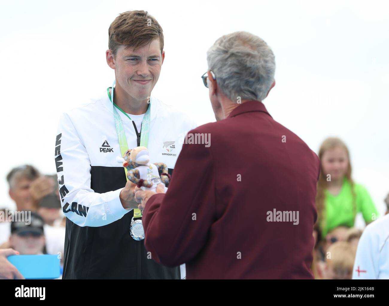 Sutton Coldfield, UK. 29th July, 2022. Hayden Wilde of New Zealand is ...