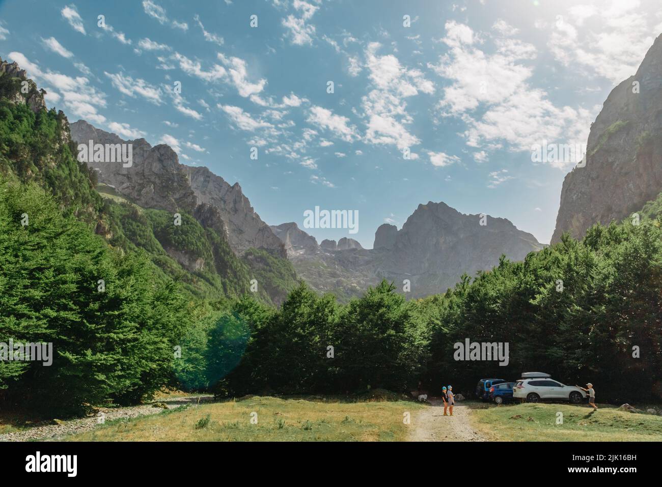A view of the accursed mountains in the Grebaje Valley. Prokletije ...